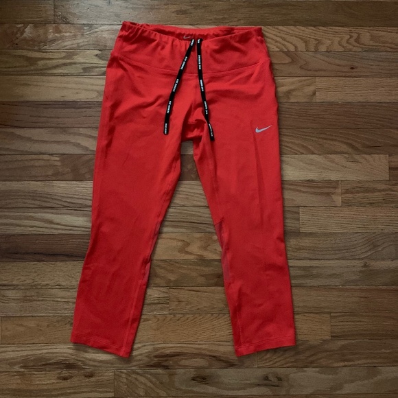Nike | Pants & Jumpsuits | Red Nike Dri Fit Cropped Leggings | Poshmark